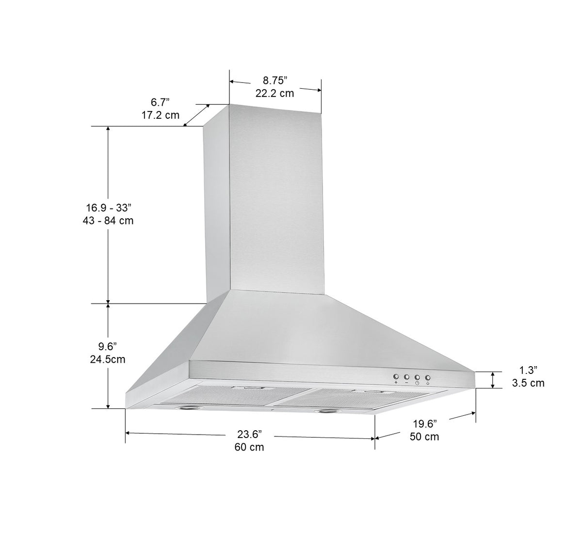 24-inch WPP424 Convertible Wall-Mount Range Hood in Stainless Steel