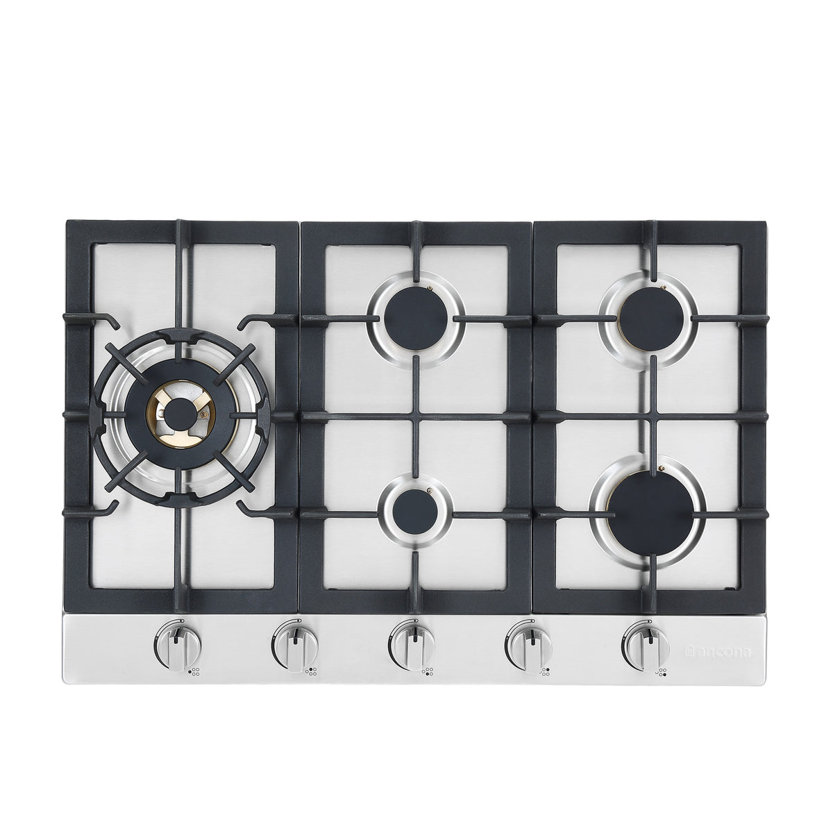 Ancona 30" Stainless Steel Recessed Gas Cooktop with 5 Brass Burners a